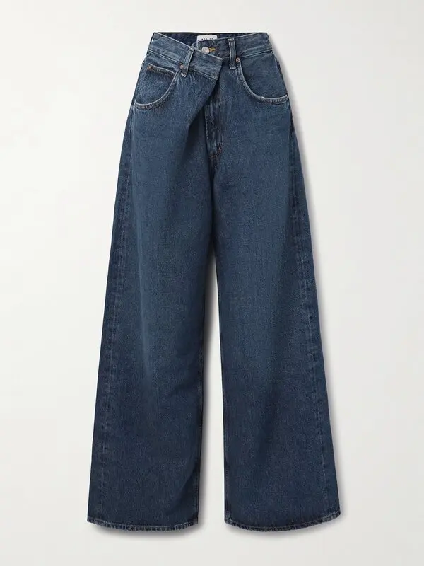 AGOLDE Vana Draped Low-rise Wide-leg Jeans - Blue