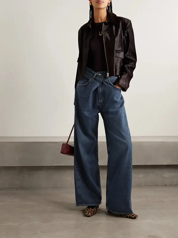 AGOLDE Vana Draped Low-rise Wide-leg Jeans - Blue