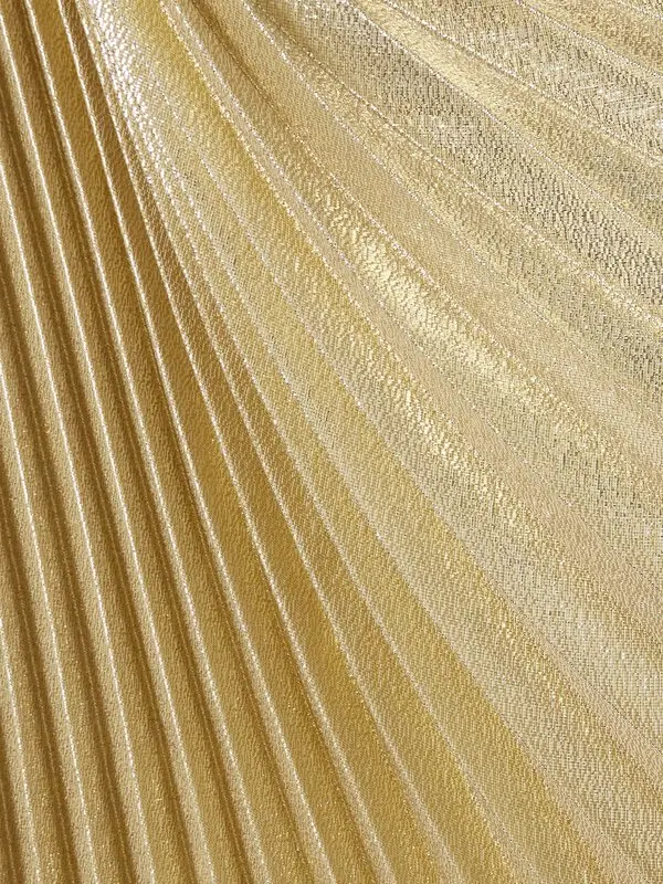 JOSEPH Essai Metallic Plissé Silk-blend Midi Skirt - Gold