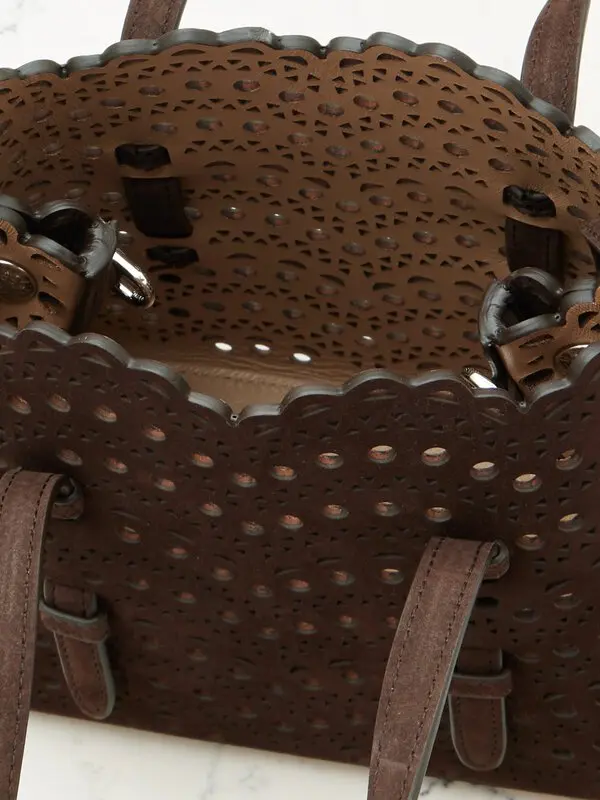 Alaïa Le Mina Laser-cut Suede Tote - Brown