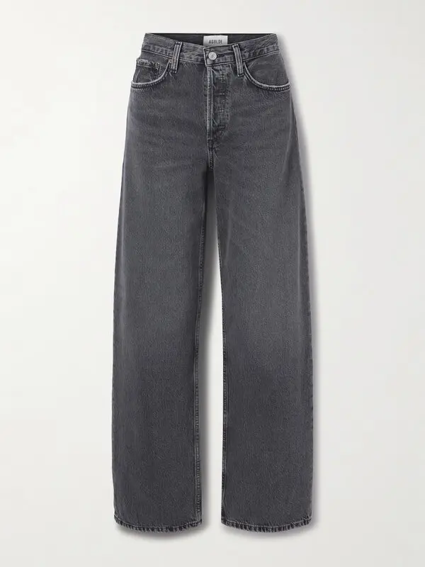 AGOLDE Arc Long Mid-rise Wide-leg Jeans - Black
