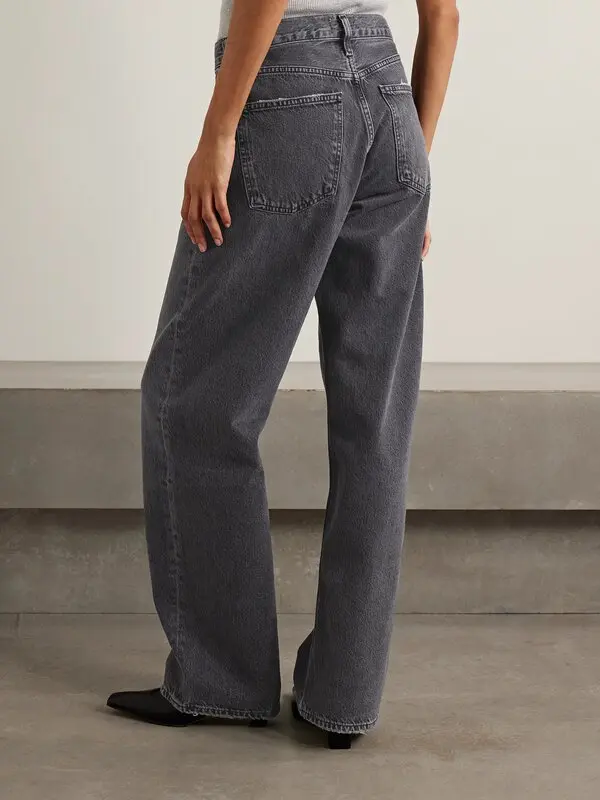 AGOLDE Arc Long Mid-rise Wide-leg Jeans - Black