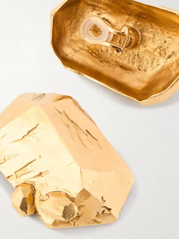 Saint Laurent Tone Brass Earrings - Gold