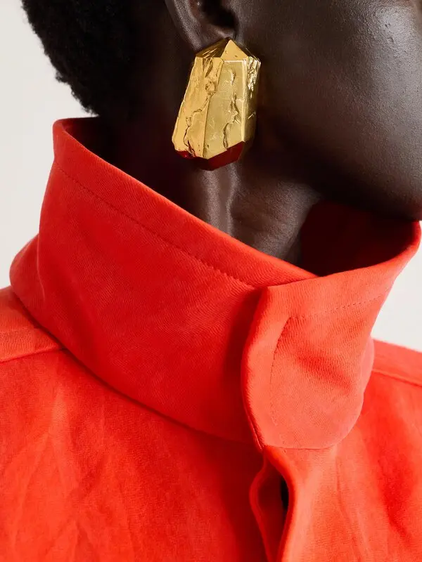 Saint Laurent Tone Brass Earrings - Gold