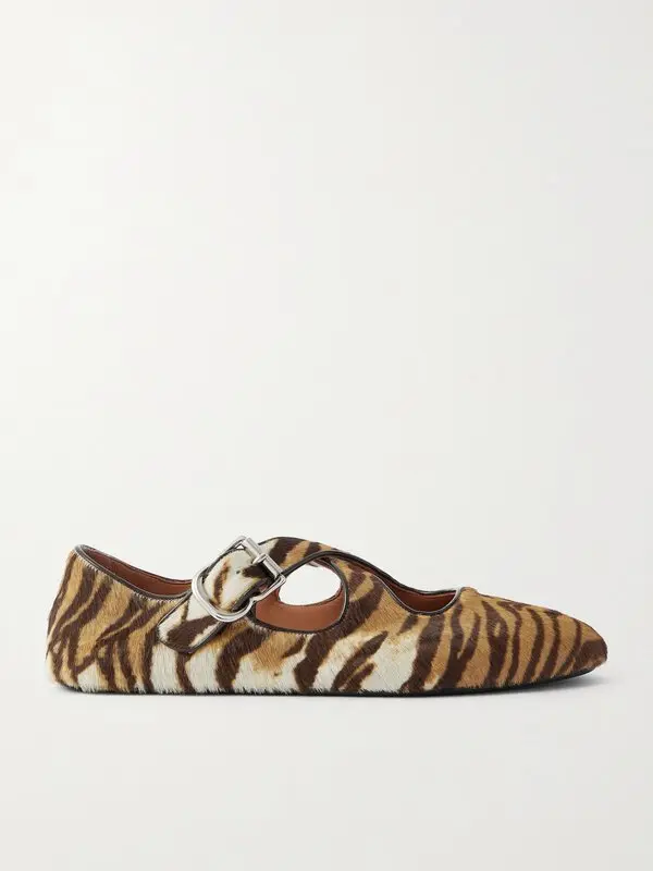 Alaïa Criss Cross Zebra-print Calf Hair Ballet Flats - Animal Print
