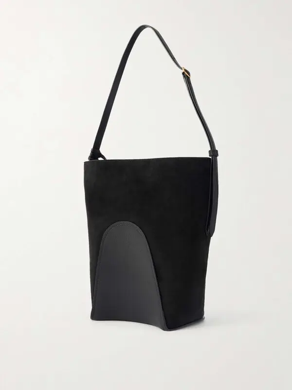 Alaïa Leather-trimmed Suede Tote - Black