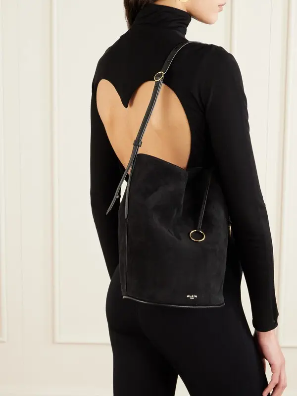 Alaïa Leather-trimmed Suede Tote - Black
