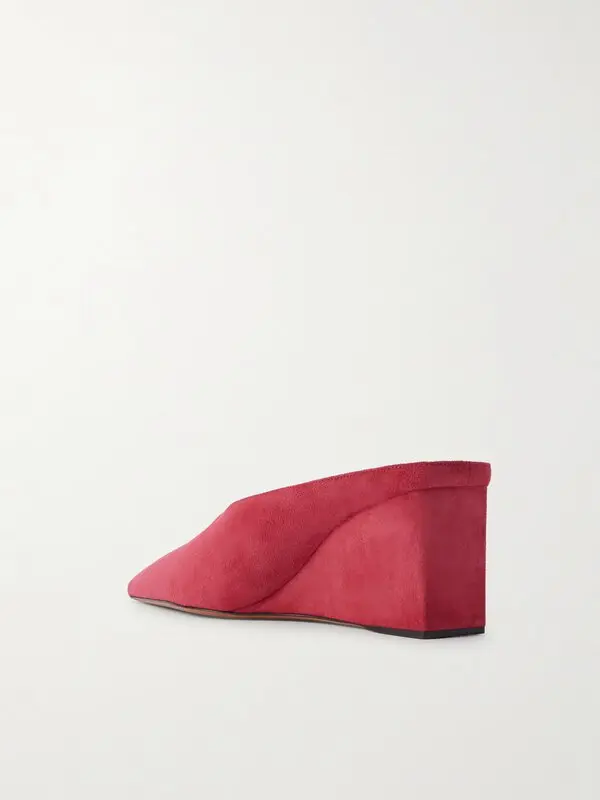 Alaïa 75 Suede Point-toe Wedge Mules - Pink
