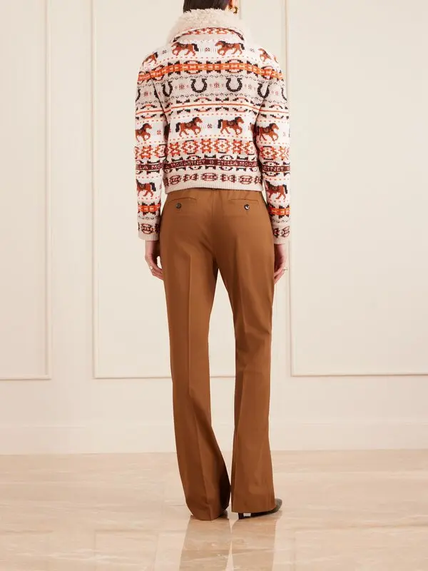 Stella McCartney Cropped Jacquard-knit Wool Cardigan - Light Brown