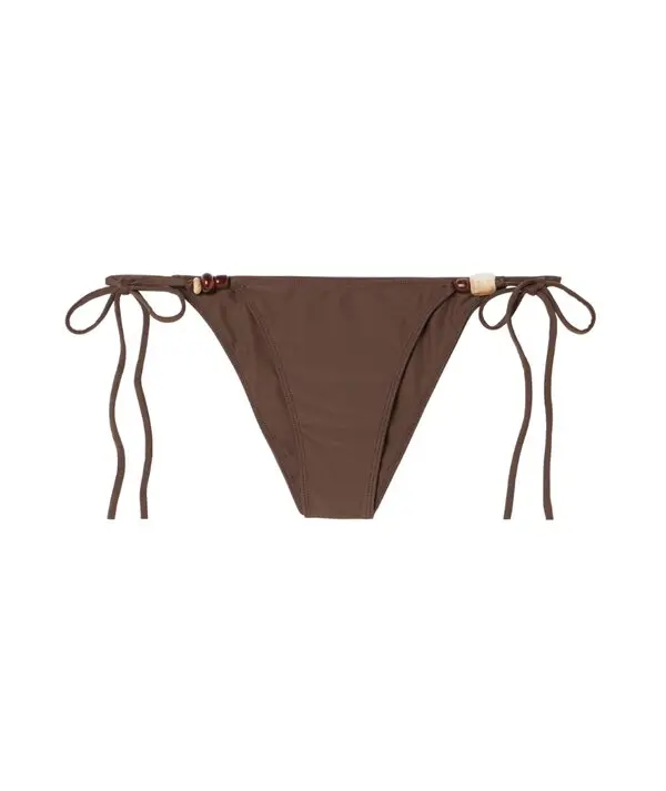 Faithfull The Brand Eden Bead-embellished Bikini Bottom - Brown