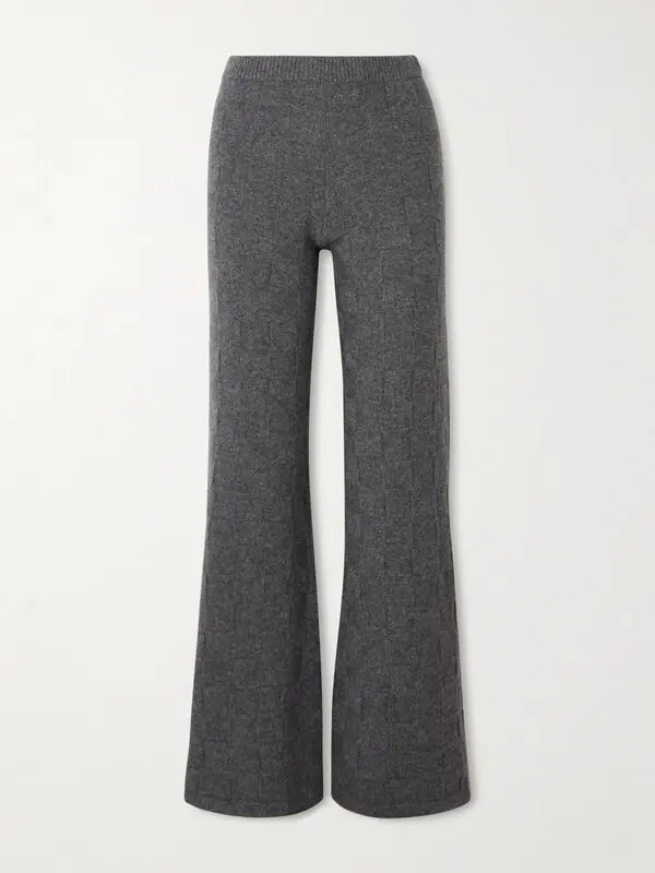 THE ELDER STATESMAN Cashmere Wide-leg Track Pants - Gray