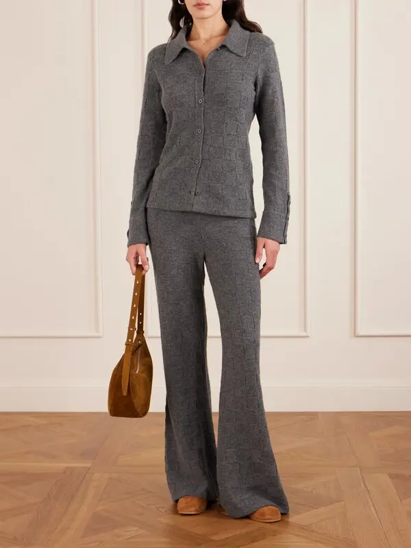 THE ELDER STATESMAN Cashmere Wide-leg Track Pants - Gray