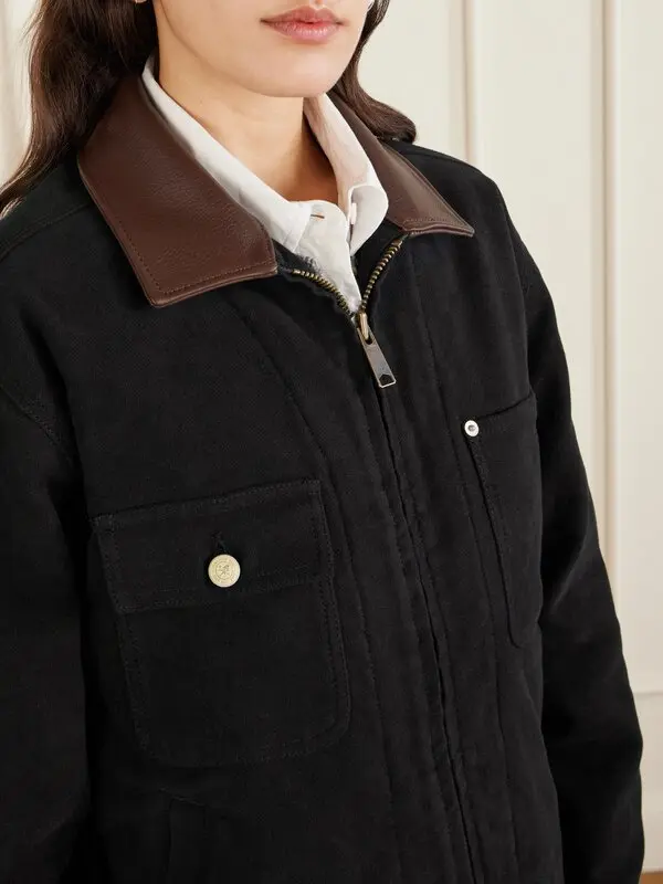 Aimé Leon Dore Ranch Leather-trimmed Cotton-canvas Jacket