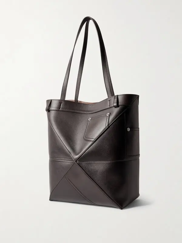 Loewe Puzzle Fold Panta Medium Convertible Leather Tote - Brown