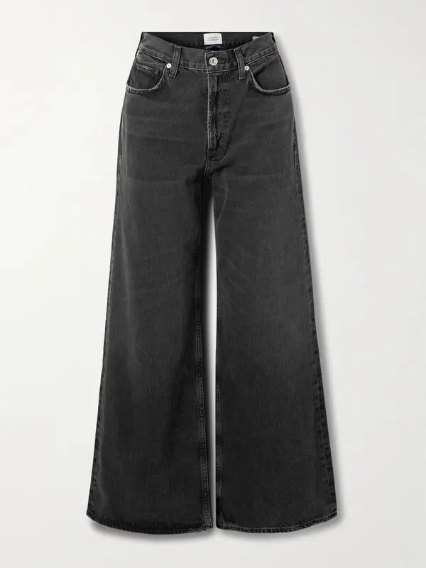 Citizens Of Humanity Paloma Mid-rise Wide-leg Jeans - Black