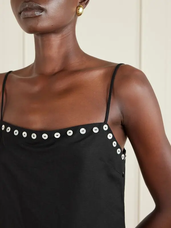Staud Kirra Button-detailed Linen-blend Tank - Black