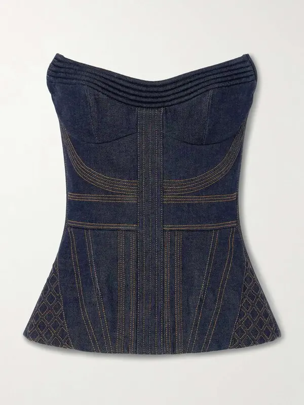 Zimmermann Denim Corset Top - Dark Denim