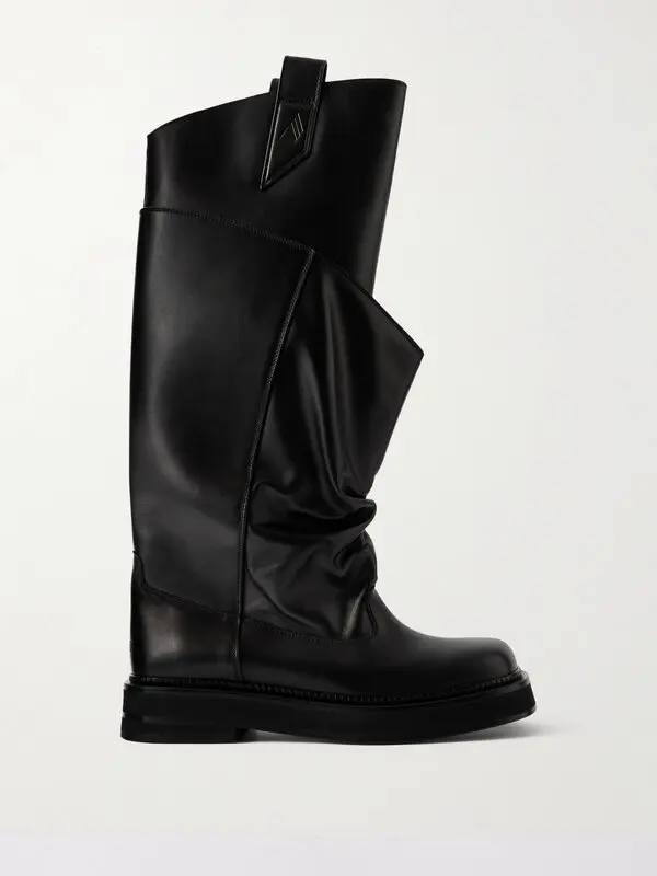 Attico Passeggiata Leather Knee Boots - Black