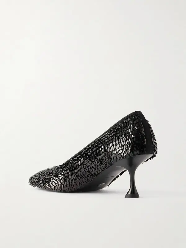Proenza Schouler Tee Sequined Mesh Pumps - Black