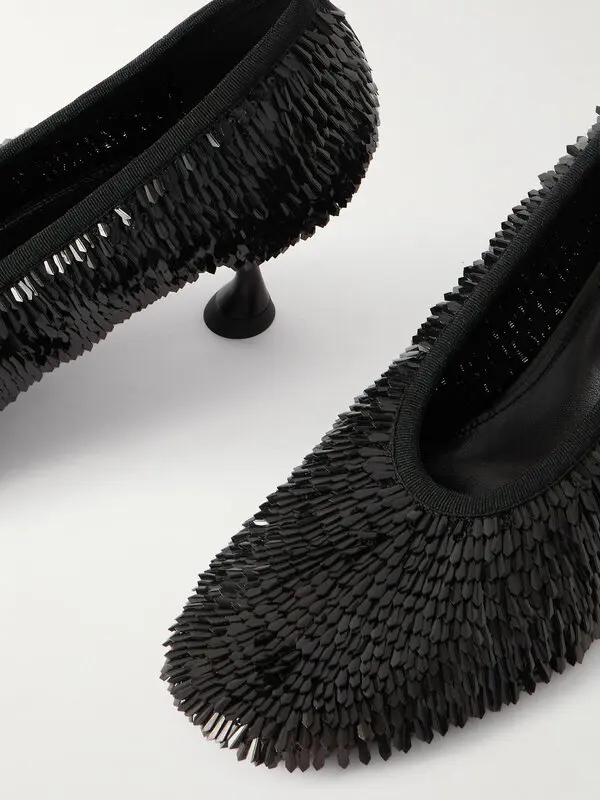 Proenza Schouler Tee Sequined Mesh Pumps - Black