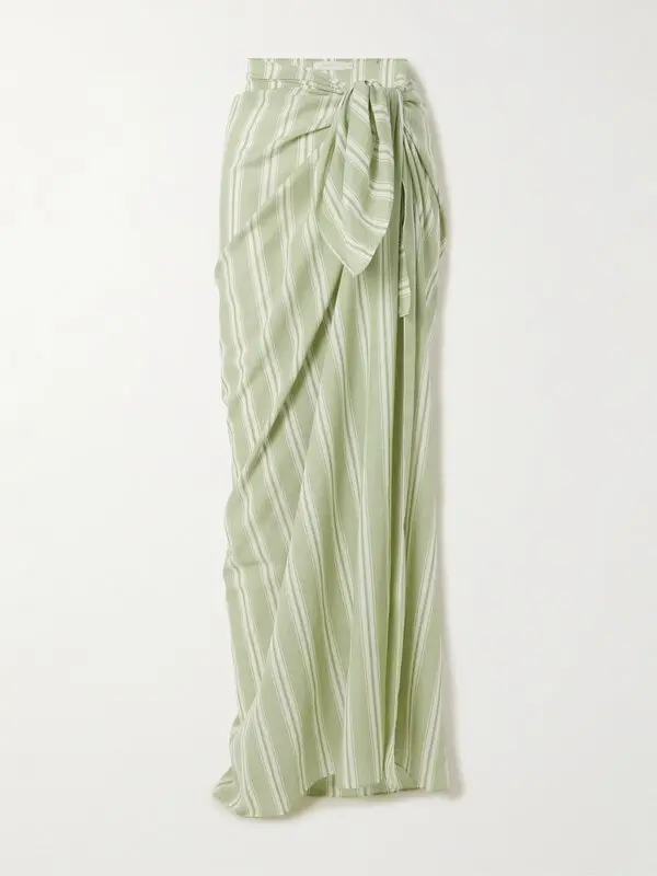 Faithfull The Brand Lomas Striped Cotton Pareo - Green