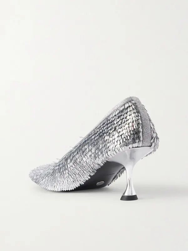 Proenza Schouler Tee Sequined Mesh Pumps - Silver