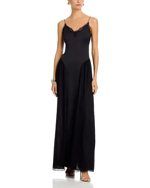 ROTATE BY BIRGER CHRISTENSEN Satin Lace Maxi Dress