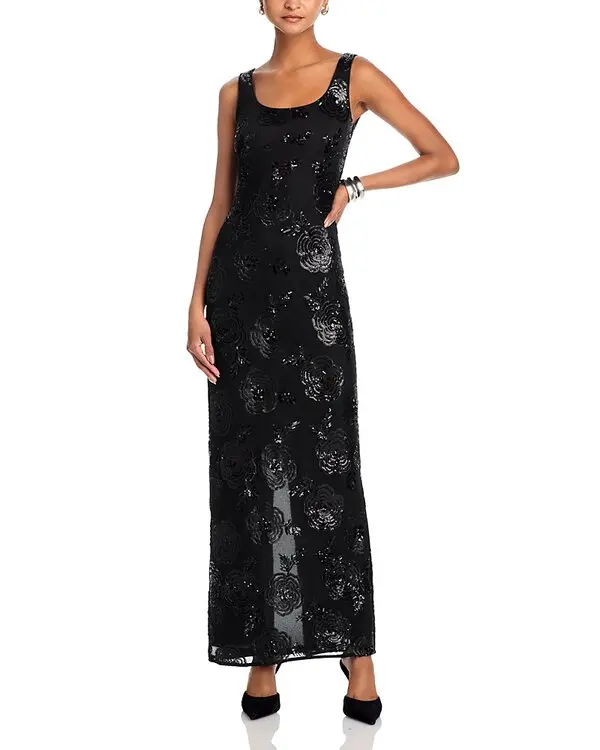 ROTATE BY BIRGER CHRISTENSEN Sequined Maxi Dress - Black