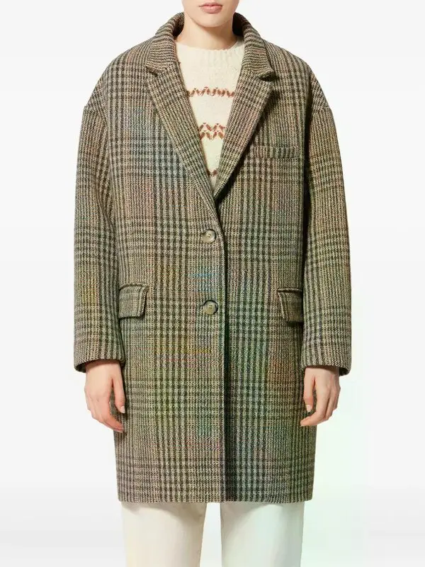 MARANT ETOILE Limiza Checked Coat - Brown