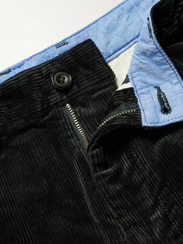 BEAMS Cropped Pleated Cotton-corduroy Trousers