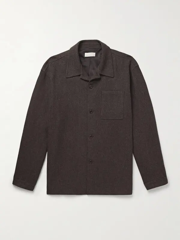 AMOMENTO Camp-collar Wool-flannel Shirt