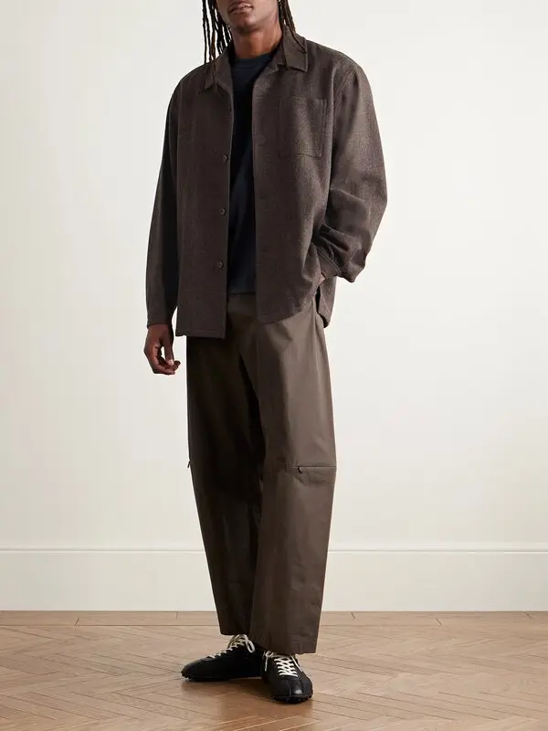 AMOMENTO Camp-collar Wool-flannel Shirt