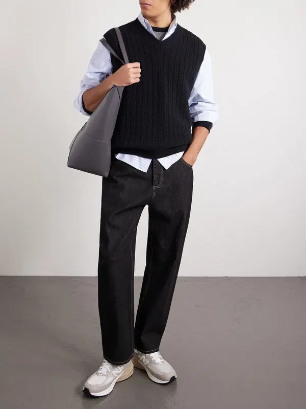Folk Barrel-leg Jeans - Black