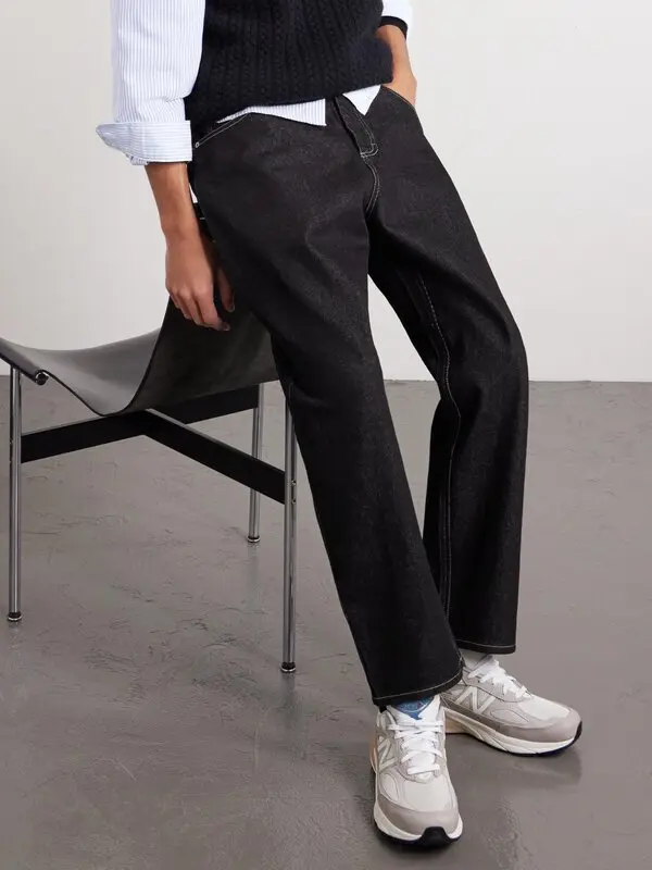 Folk Barrel-leg Jeans - Black