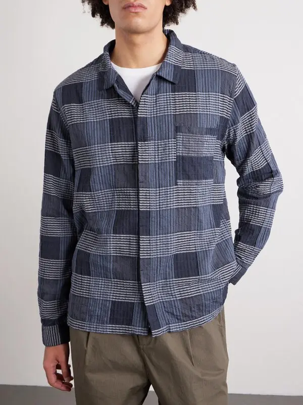Folk Patch Checked Cotton-blend Shirt