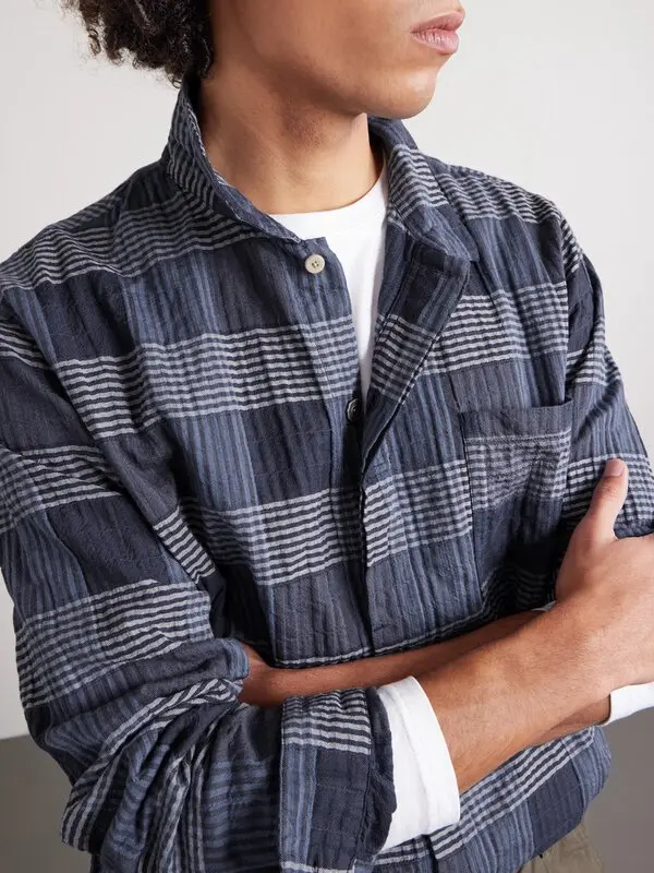 Folk Patch Checked Cotton-blend Shirt