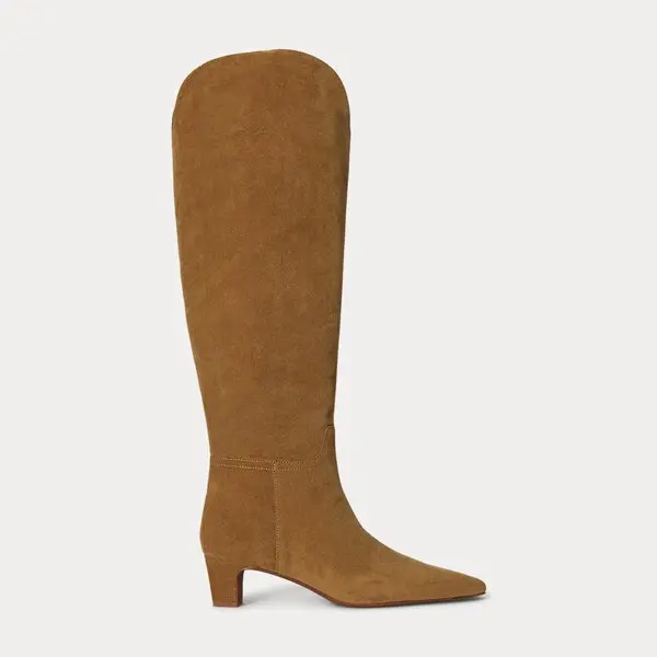 Ralph Lauren Suede Pointed-toe Tall Boots - Caramel