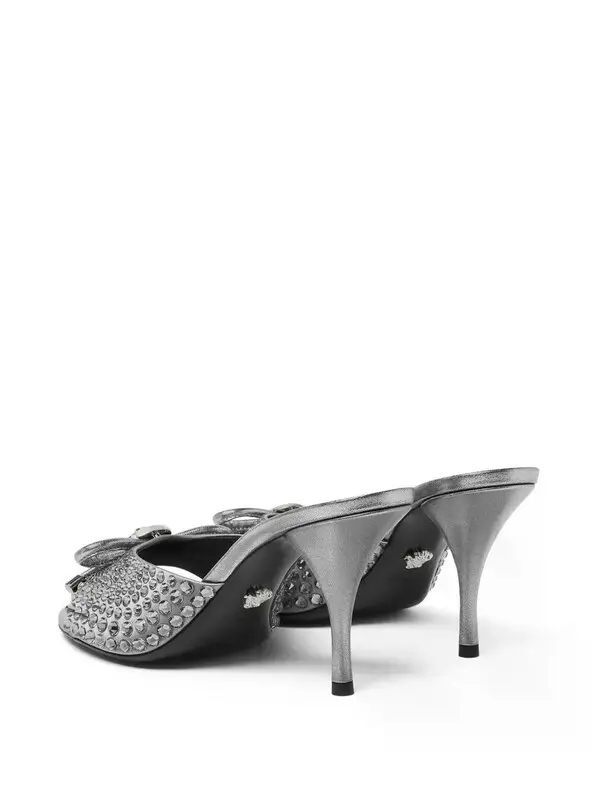 Versace 85mm Leather Mules With Crystal Embellished Bow