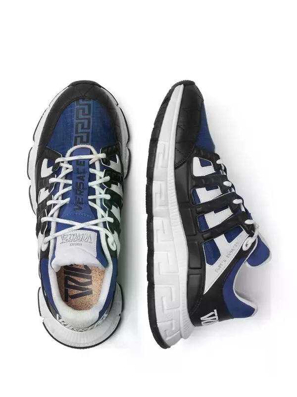 Versace Trigreca Lace-up Sneakers With Milan Coordinates - Blue