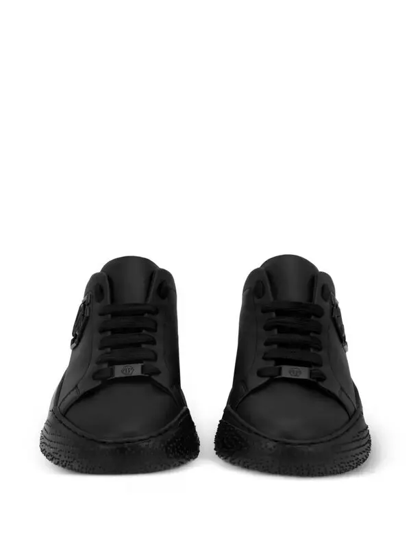 Philipp Plein Basic Hexagon Leather Sneakers - Black