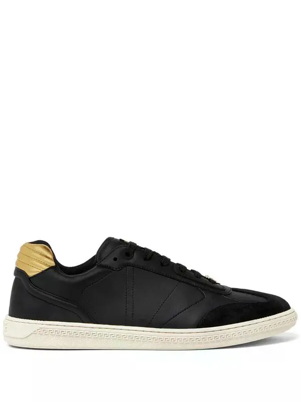 Versace Logo Plaque Lace-up Sneakers - Black