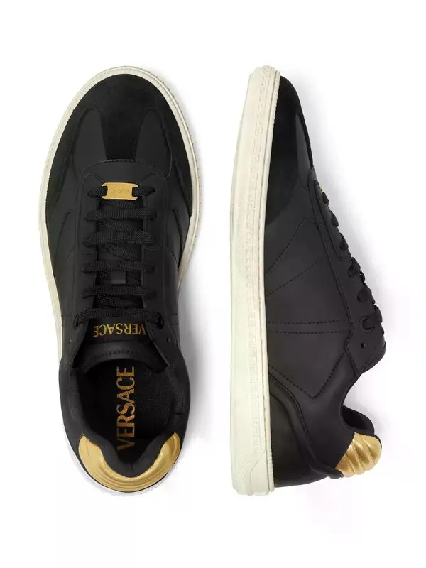 Versace Logo Plaque Lace-up Sneakers - Black