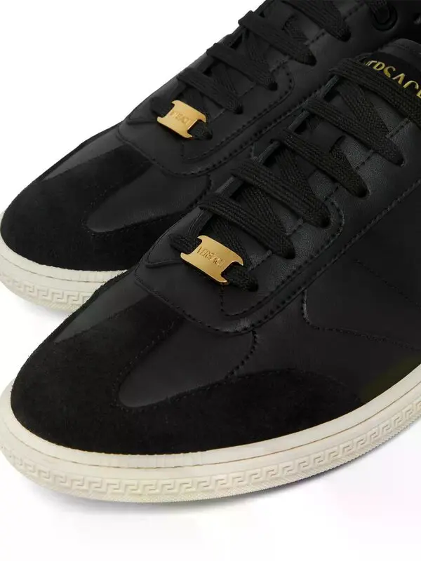Versace Logo Plaque Lace-up Sneakers - Black