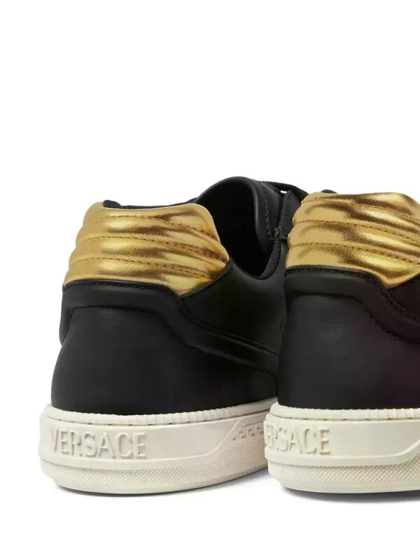 Versace Logo Plaque Lace-up Sneakers - Black