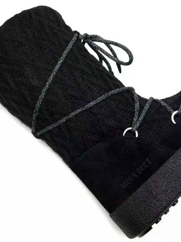 Moon Boot X Guest In Residence Knit-upper Lace-up Boots - Black