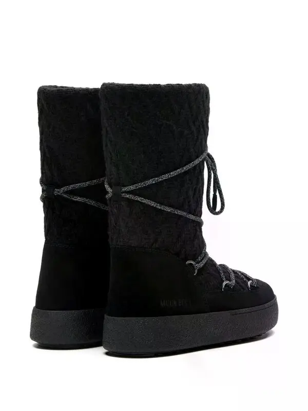 Moon Boot X Guest In Residence Knit-upper Lace-up Boots - Black