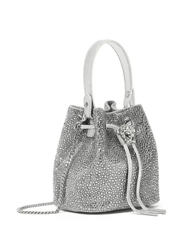 Versace La Medusa Mini Bucket Bag With Crystal Embellishments