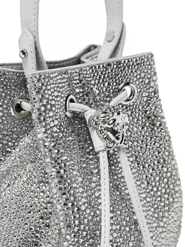 Versace La Medusa Mini Bucket Bag With Crystal Embellishments