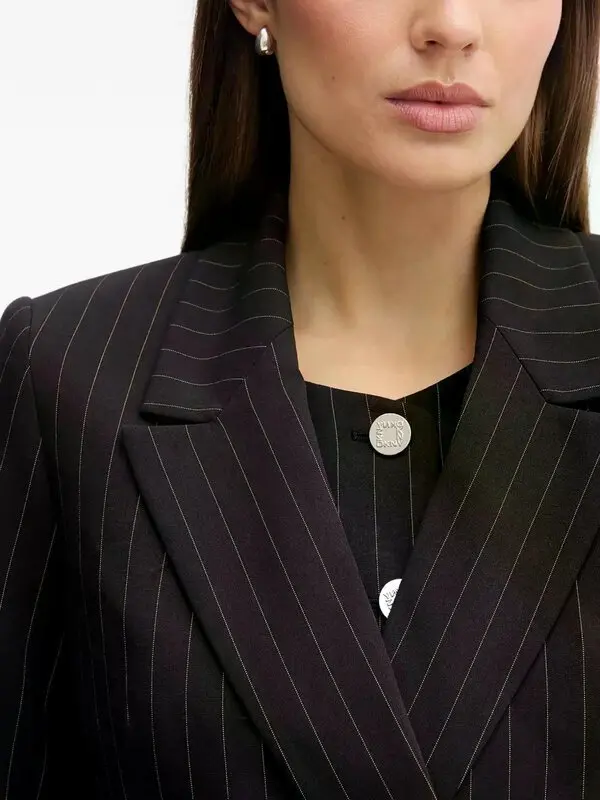 Dkny Pinstripe Double-breasted Blazer - Black
