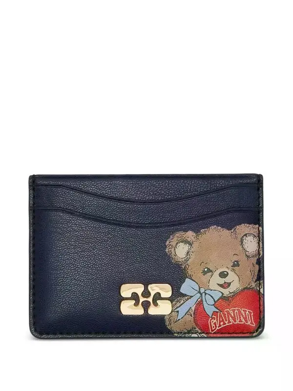 GANNI Teddy Appliqué-logo Cardholder - Blue